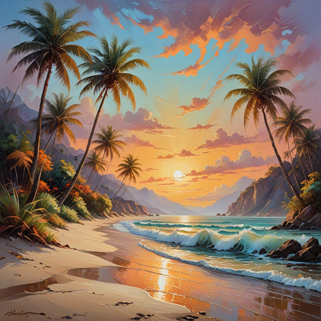 Surreal Sunset Reveals a Whimsical Beach Scene