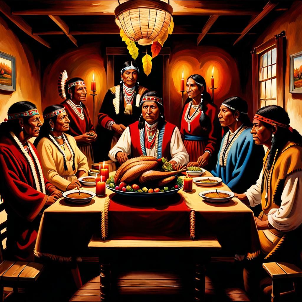 a Thanksgiving feast, where a lengthy table is beautifully decorated ...