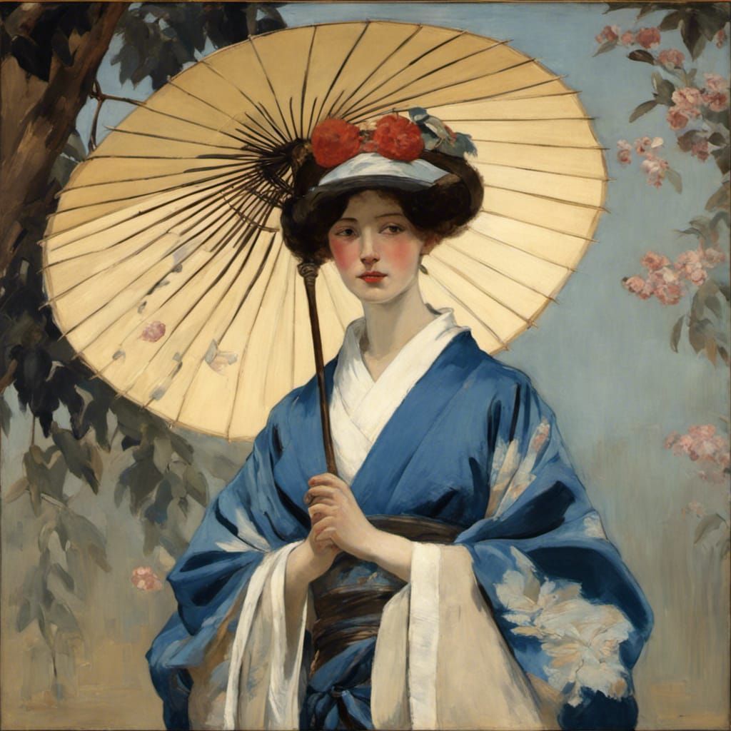 The indigo silk kimono - AI Generated Artwork - NightCafe Creator