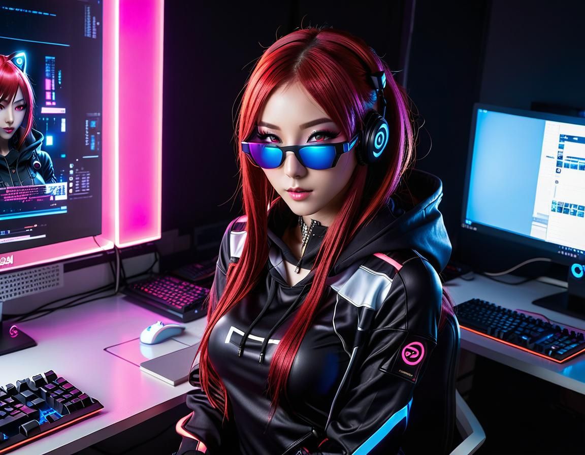 Cool gamer girl - AI Generated Artwork - NightCafe Creator