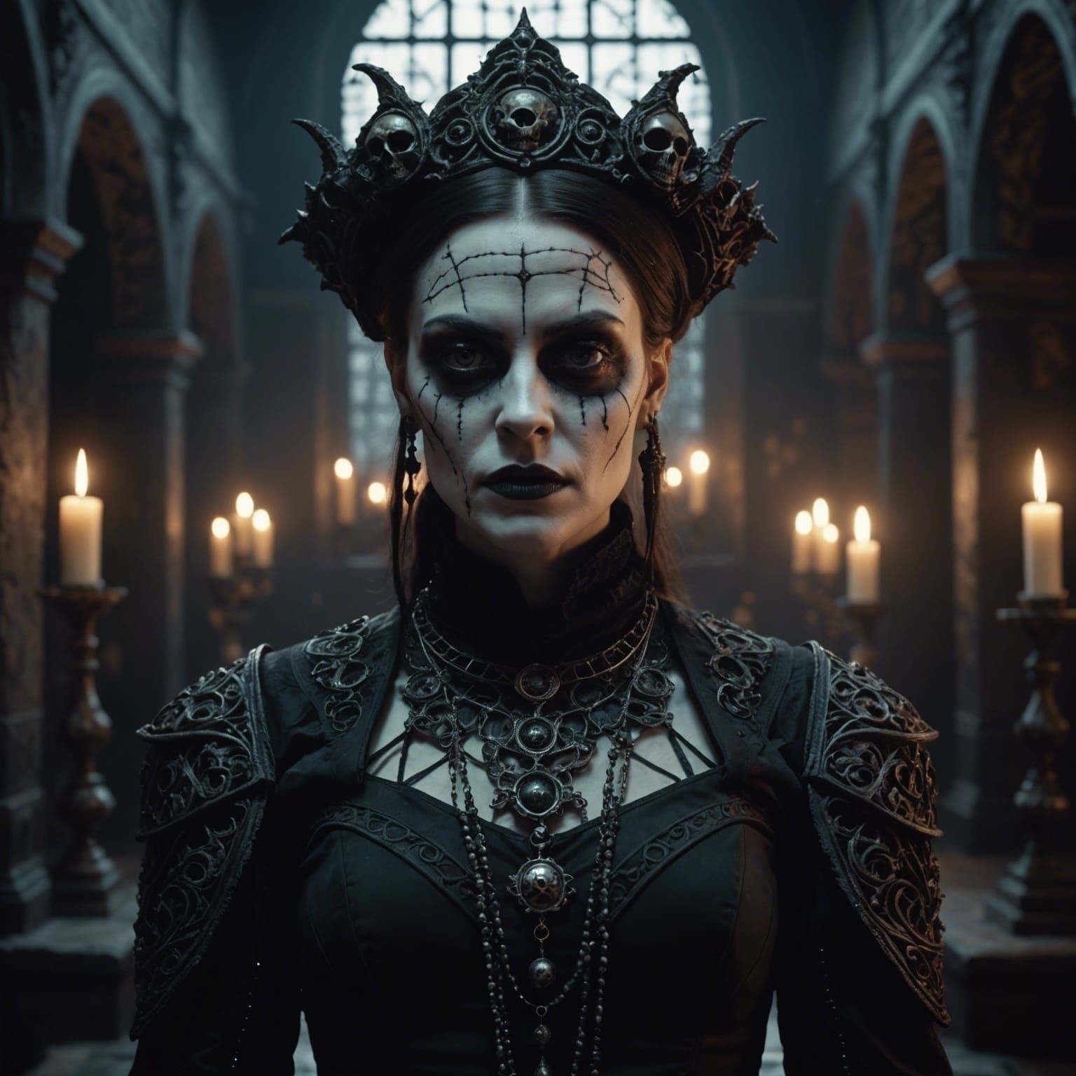 A goth macabre grotesque female wearing occult attire, horror, dark ...