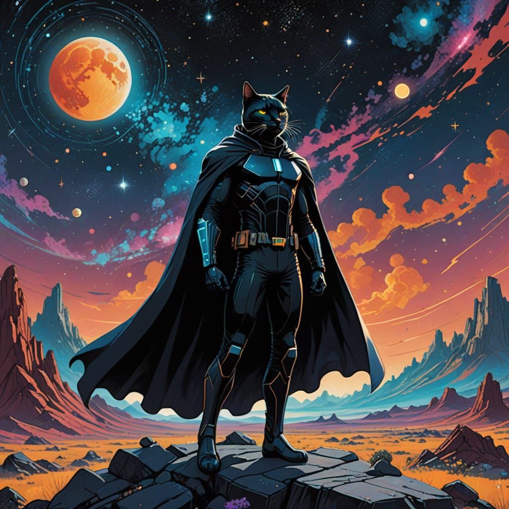 Interstellar cat woman superhero - Feline Cosmonautine Hero...