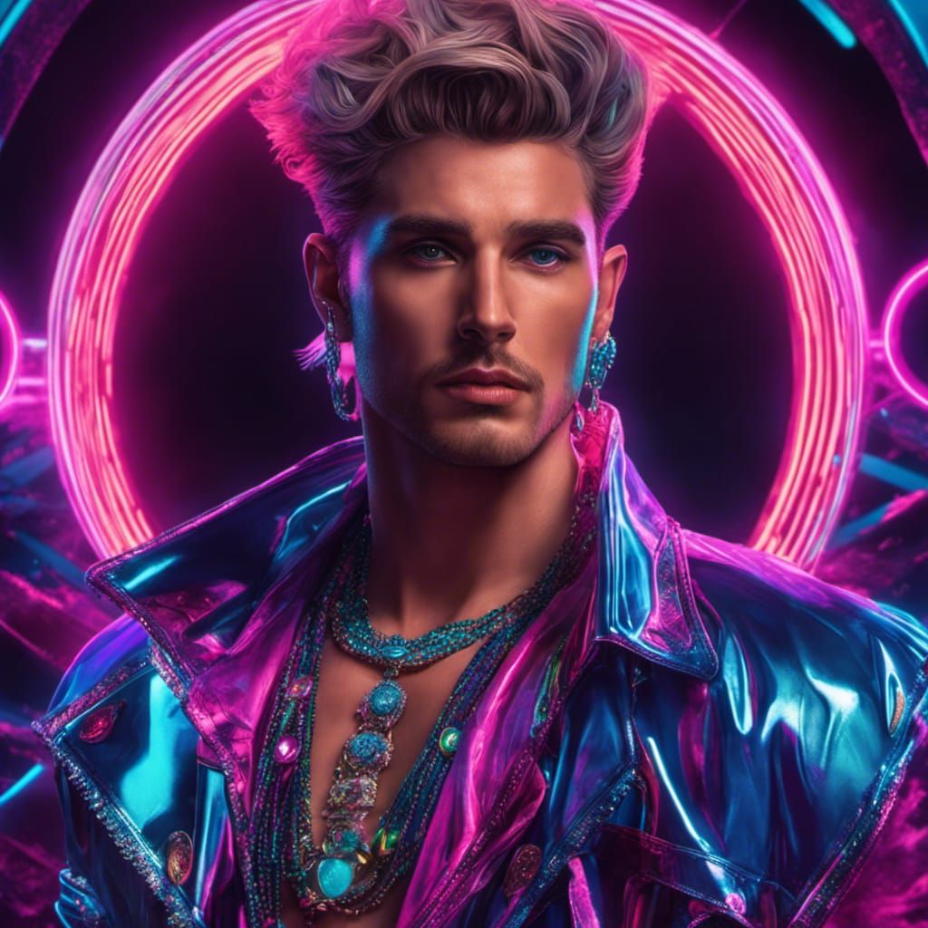 Synthwave popstar portrait - AI Generated Artwork - NightCafe Creator