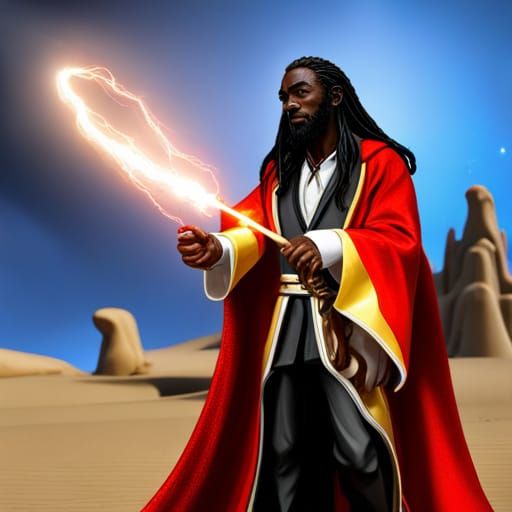 insane detail!!! black american wizard, dark skin, black-american man ...