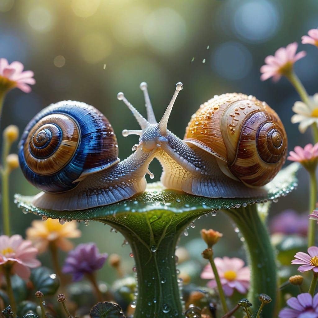 Snail Kiss - Romantic Macro Photography of Snails in Pastel...