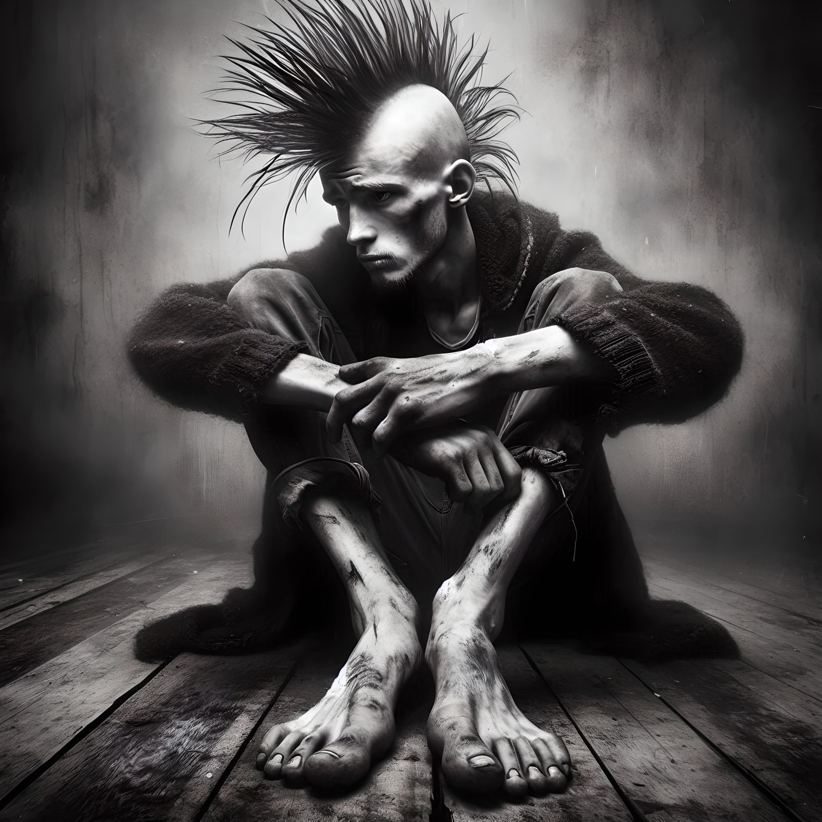 B/W Punk Portrait - AI Generated Artwork - NightCafe Creator