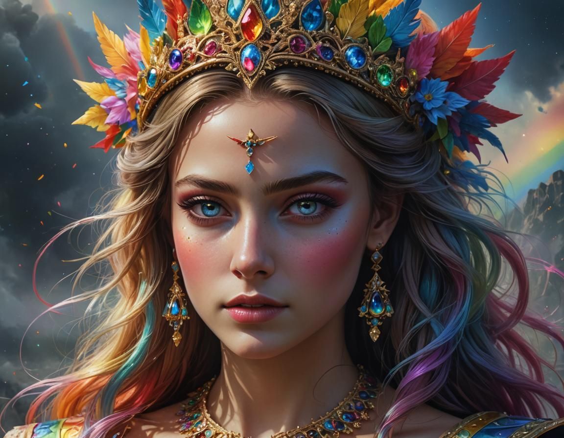 Gorgeous celestial rainbow princess - AI Generated Artwork - NightCafe ...