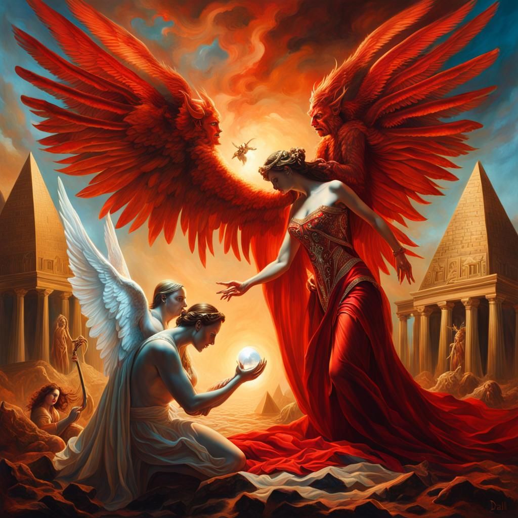 Surreal Hyper-realistic digital painting, depicting an angel with ...