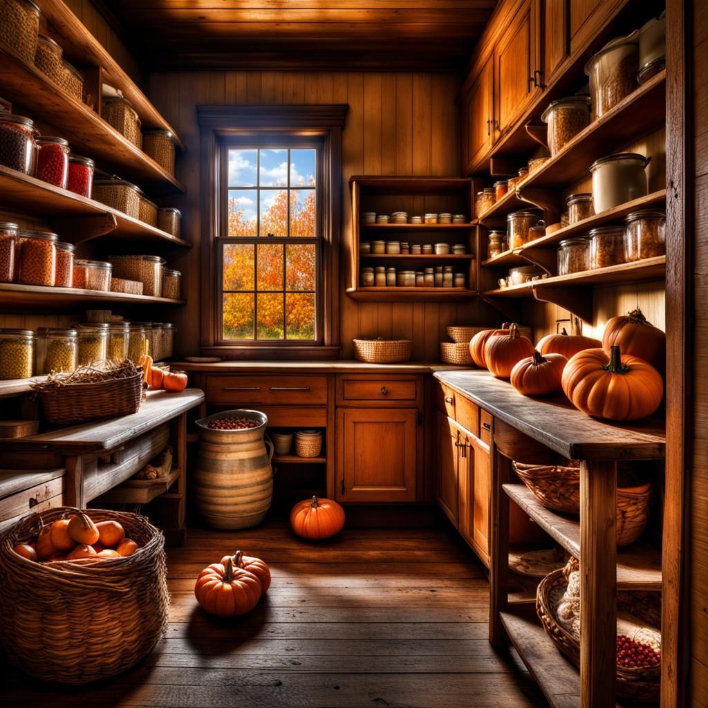 A farm house pantry after a fall harvest. - AI Generated Artwork ...