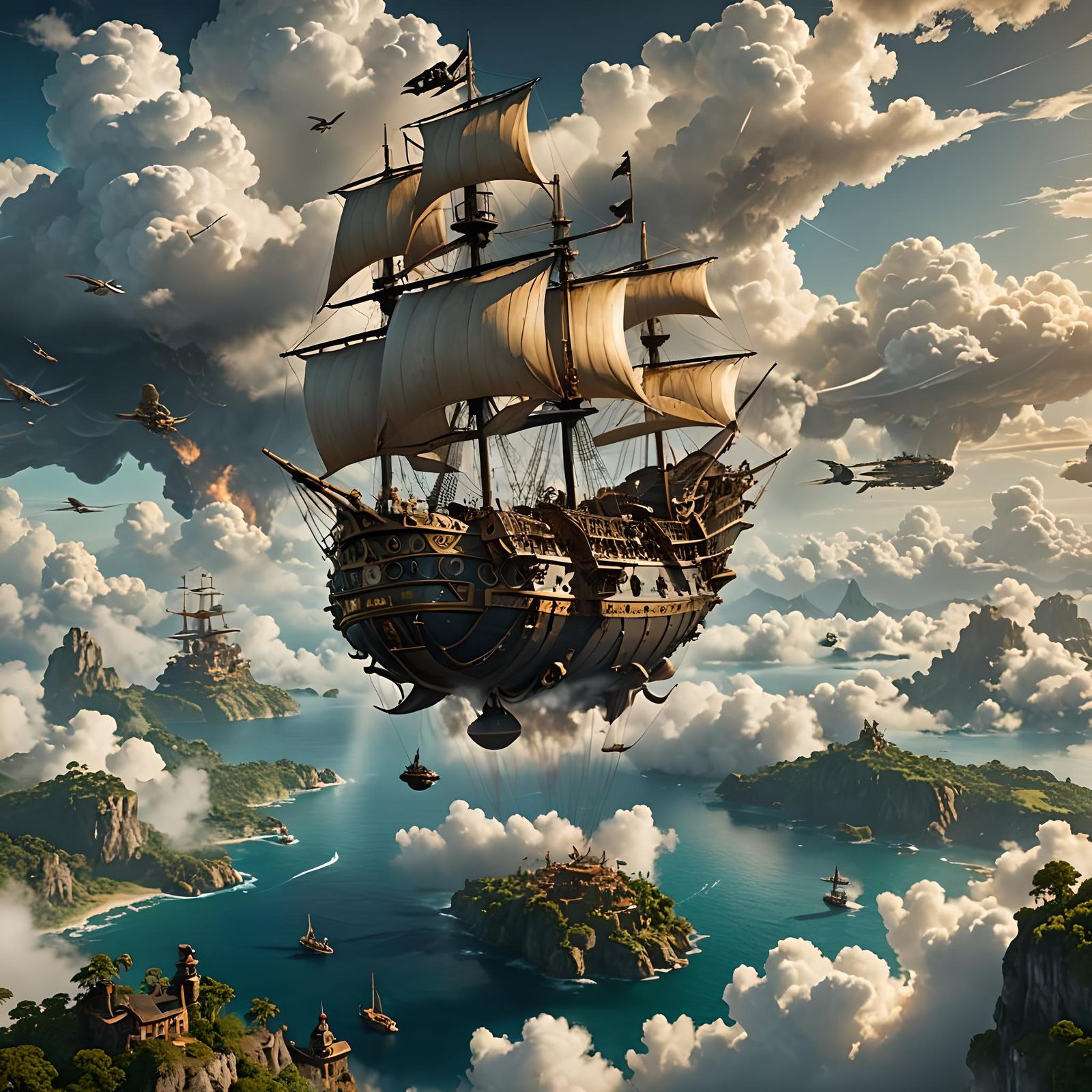 pirate steampunk airship - AI Generated Artwork - NightCafe Creator