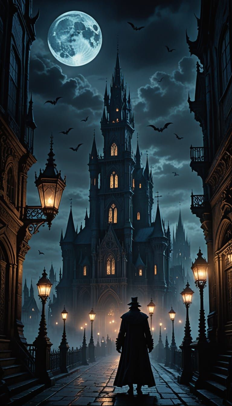 Surreal Gothic Vampire Cathedral Ascends Amidst No... - AI Art