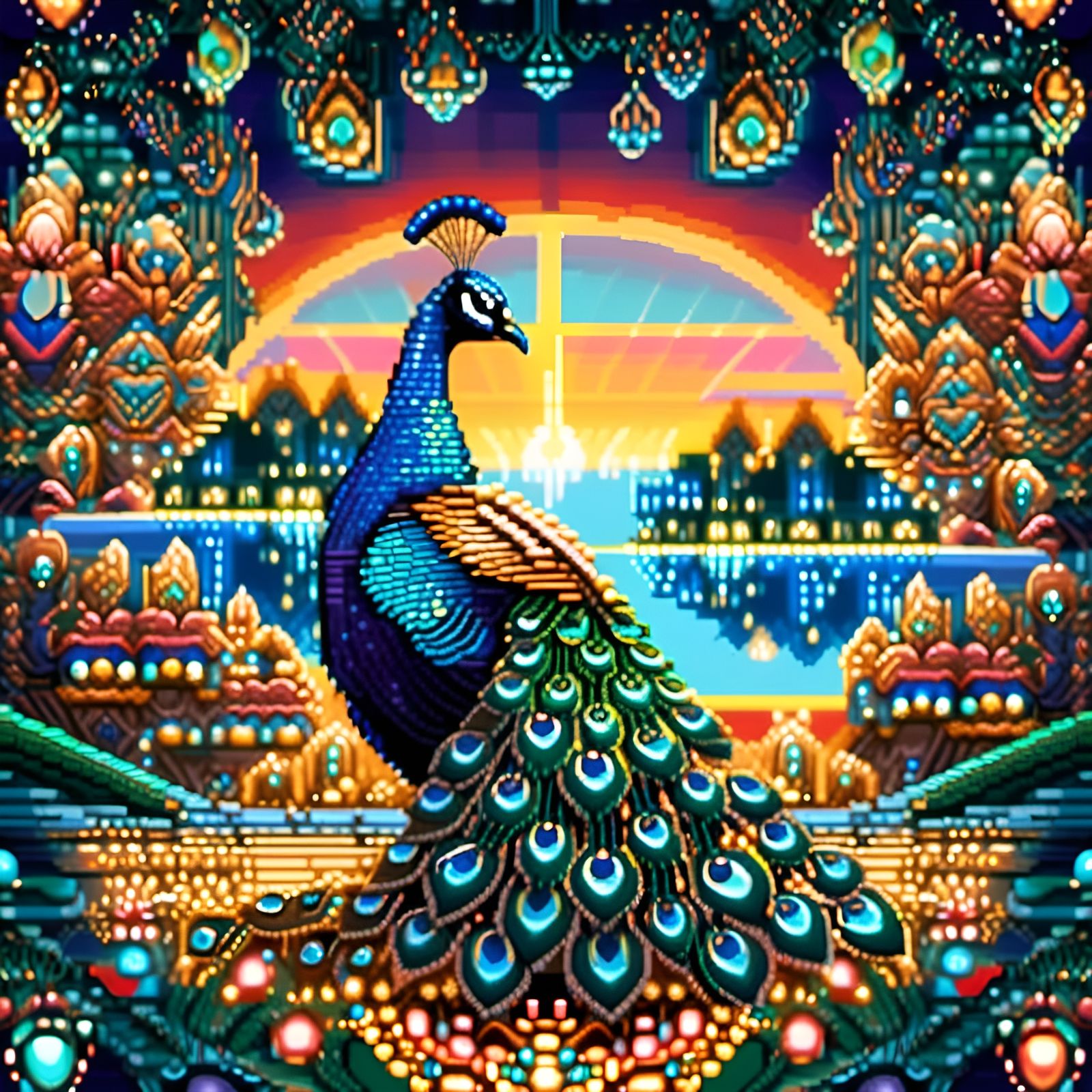 Pixel-Perfect Peacock - AI Generated Artwork - NightCafe Creator