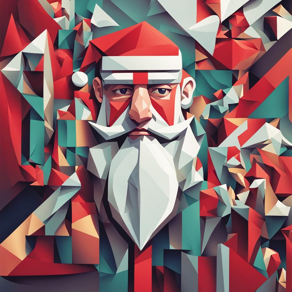 Santa claus cubist painting - AI Generated Artwork - NightCafe Creator