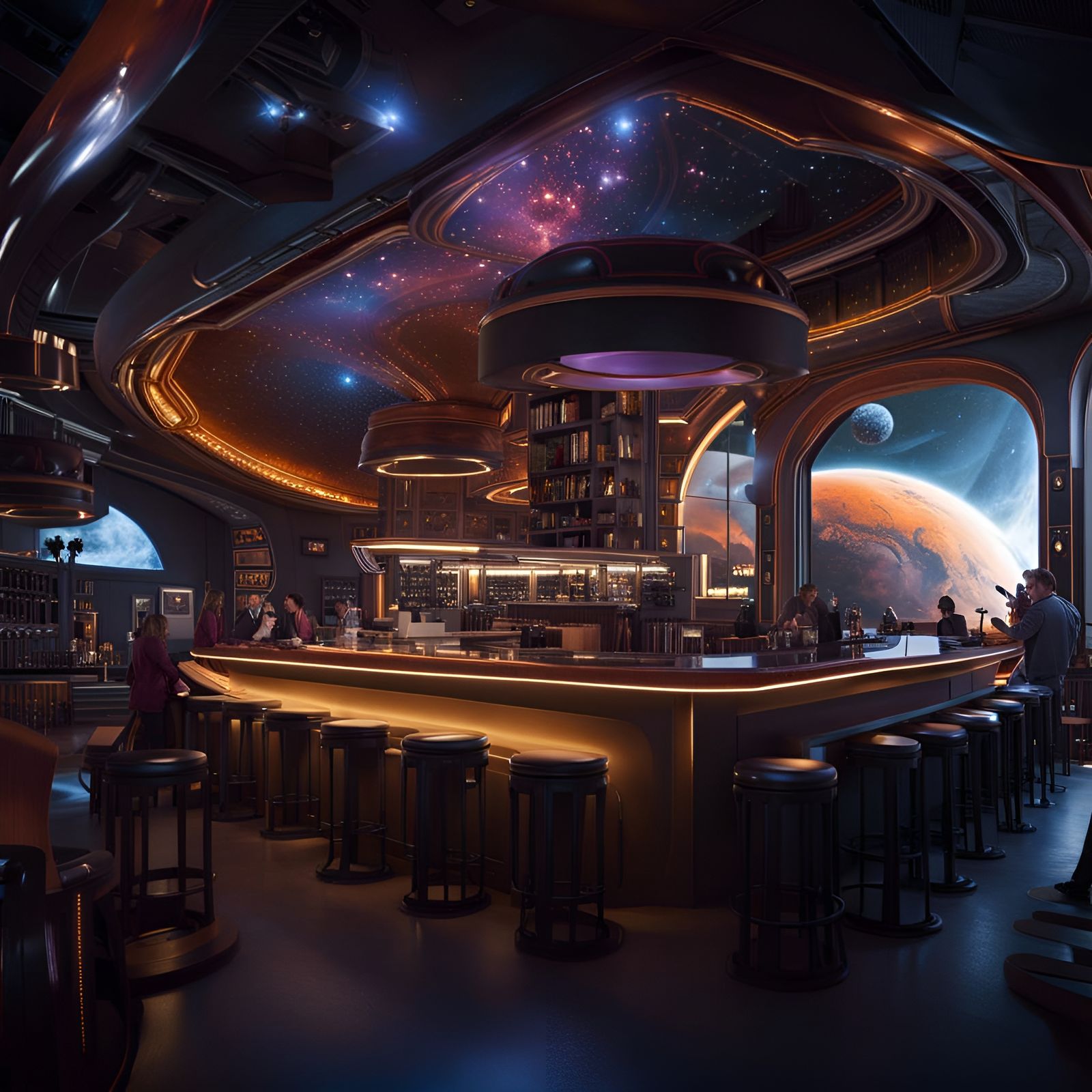A Coffee Shop In Outer Space - AI Generated Artwork - NightCafe Creator