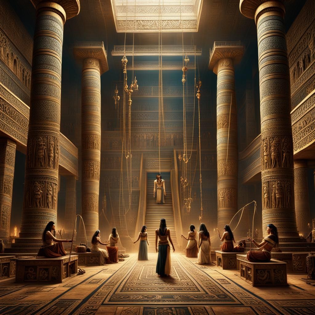 Ancient Egyptian depiction of women engaged in mechanical rope making ...