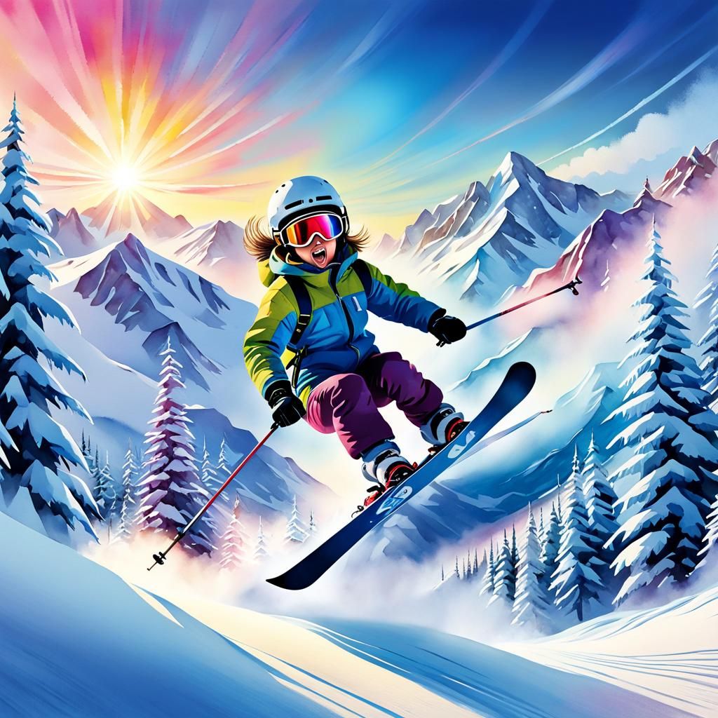 child skiing - AI Generated Artwork - NightCafe Creator