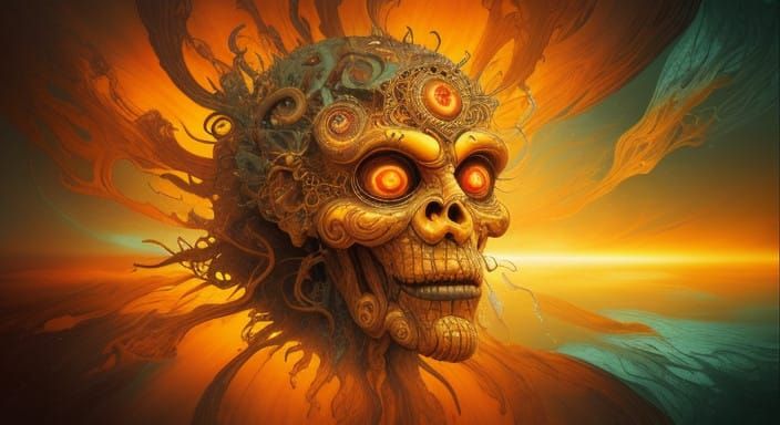 Surreal Celtic Humanoid Emerge from Abstract Backg... - AI Art
