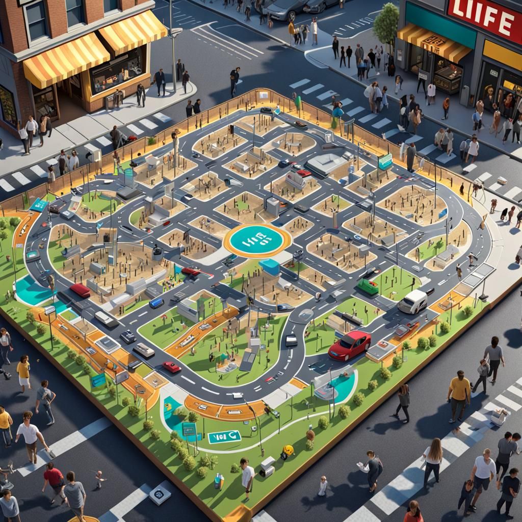 Game of Life Town Square - AI Generated Artwork - NightCafe Creator