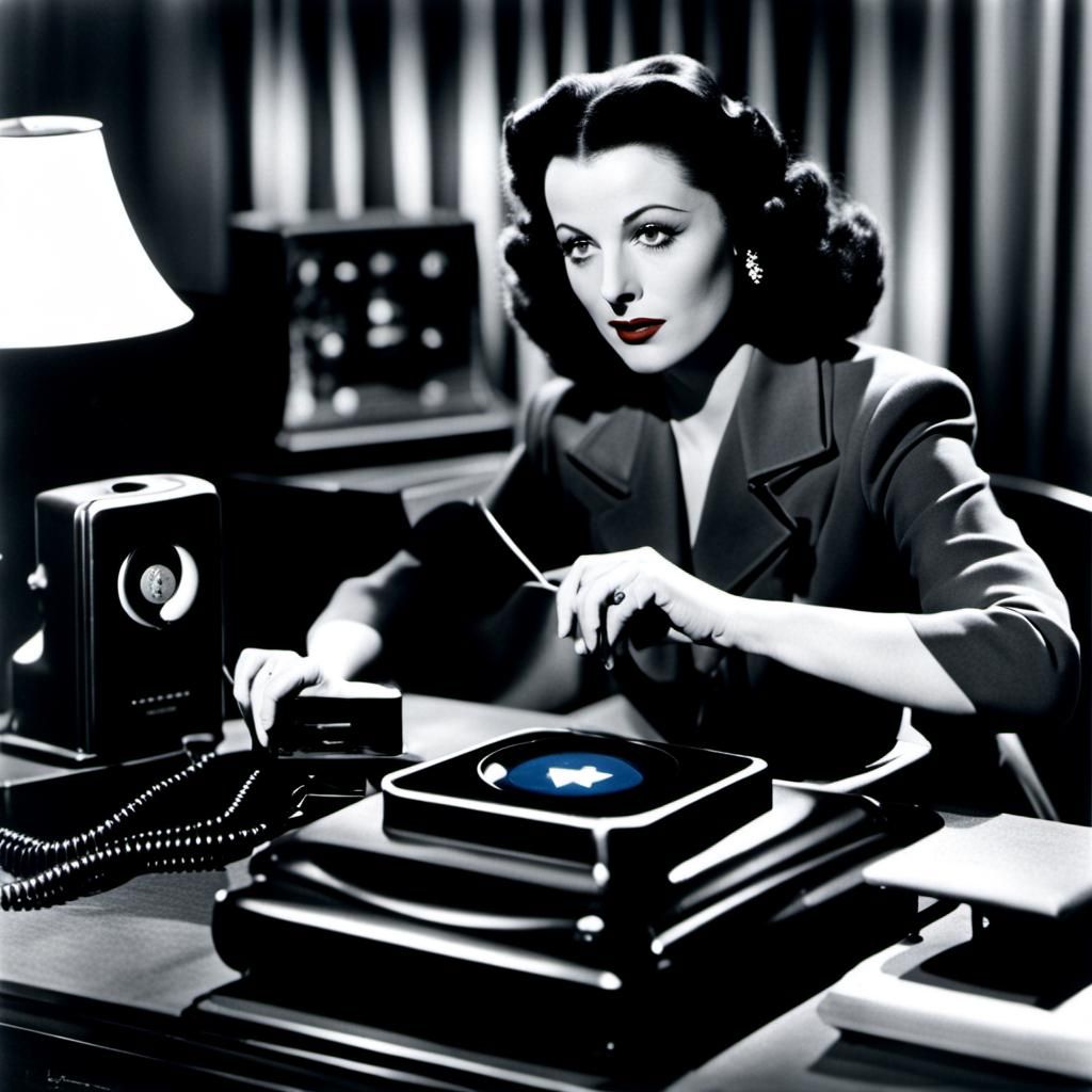 Hedy Lamarr inventing Bluetooth - AI Generated Artwork - NightCafe Creator