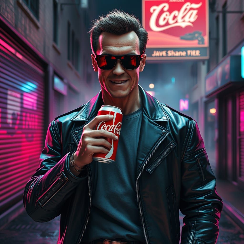 Cyberpunk Terminator in Casual Striking Pose - AI Art