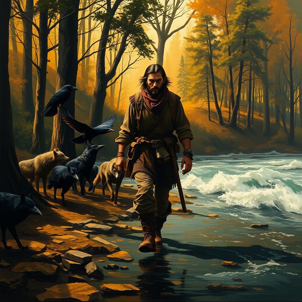 A Stoic Figure Commands the Forest Landscape with ... - AI Art