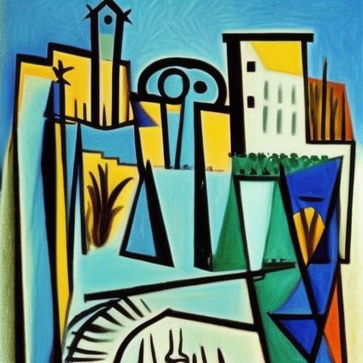 Desert ghost town, Pablo Picasso - AI Generated Artwork - NightCafe Creator