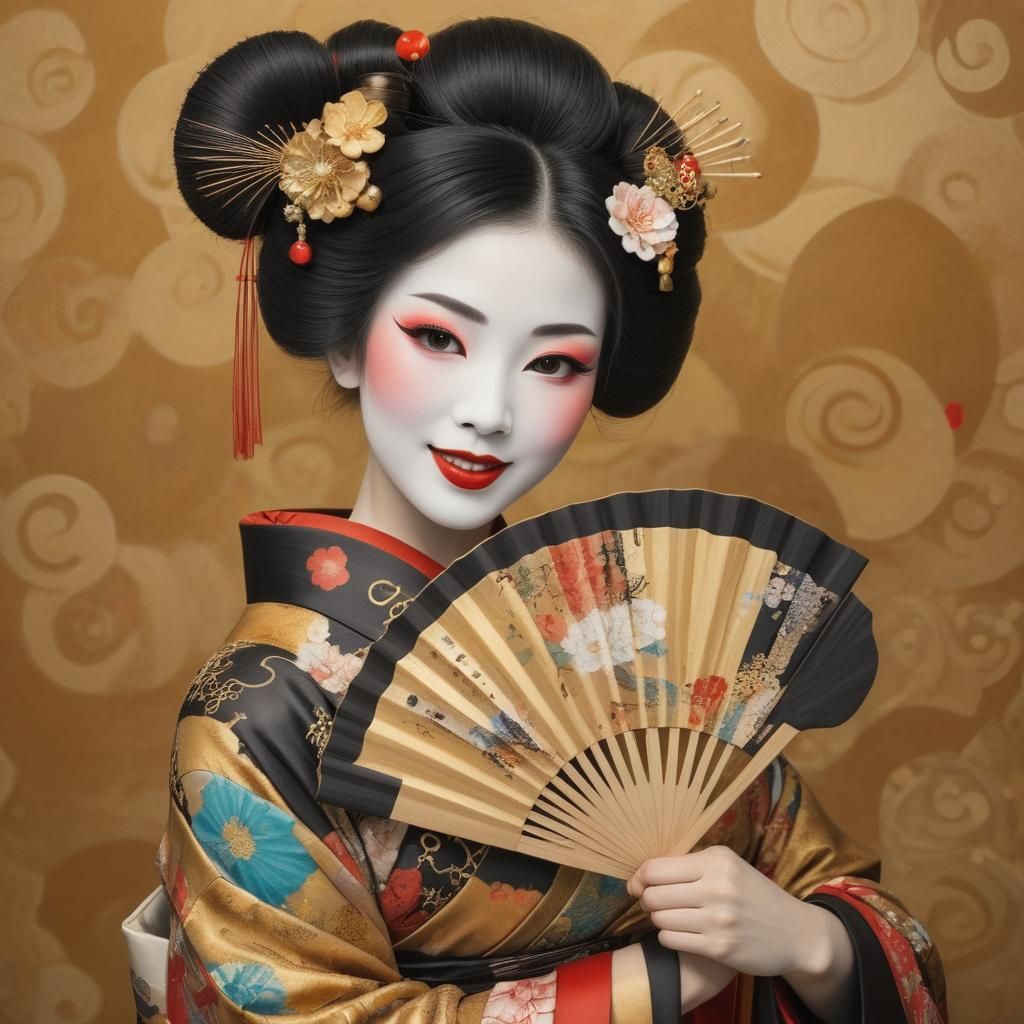 Geisha Lady in Art nouveau style - Geisha Lady in Art Nouvea...