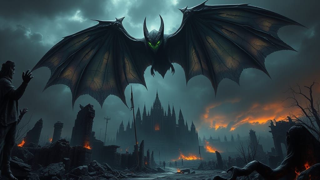 Balayang crushes a city - Colossal Bat God Balayang Devastat...