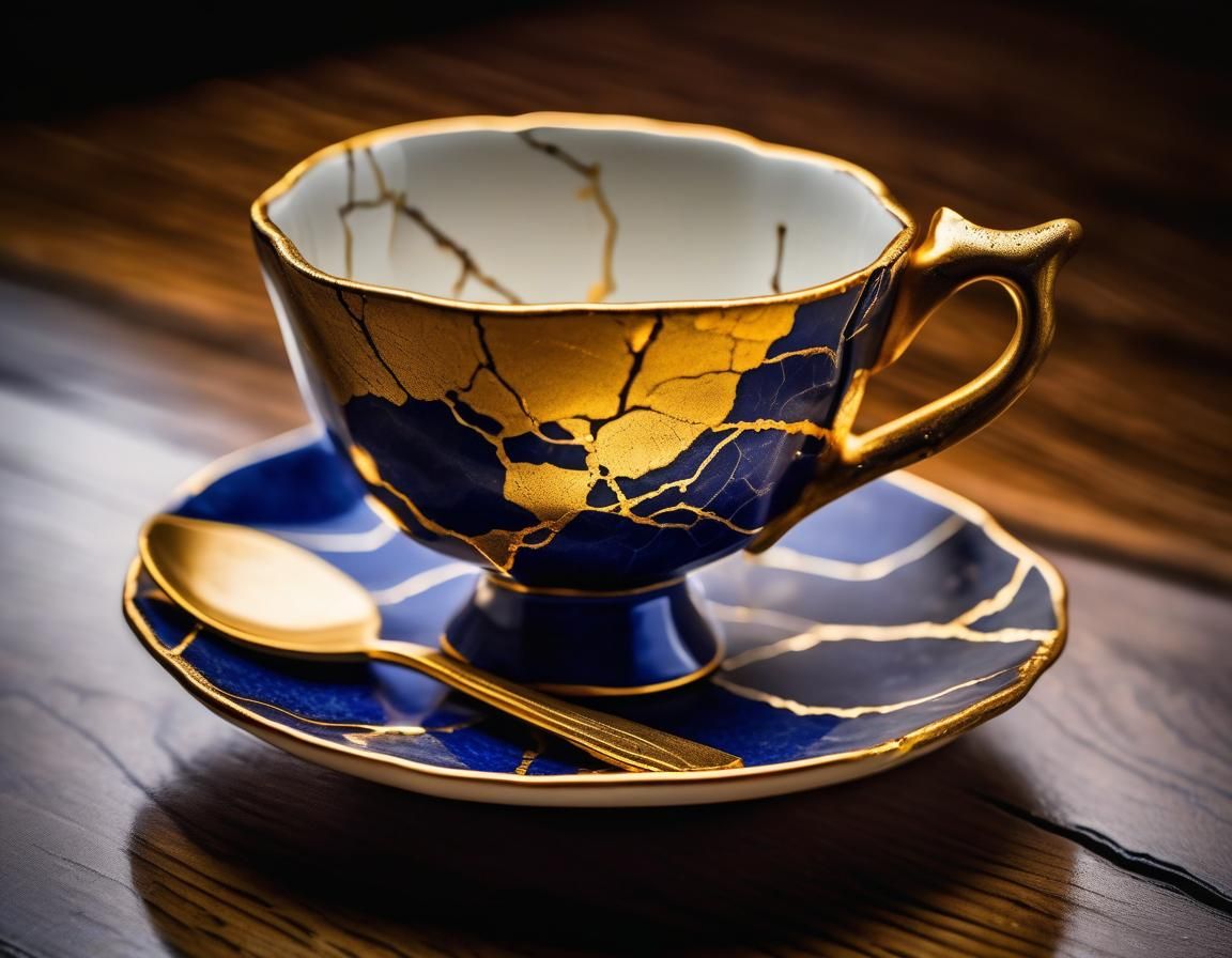 A Kintsugi Tea Cup - AI Generated Artwork - NightCafe Creator