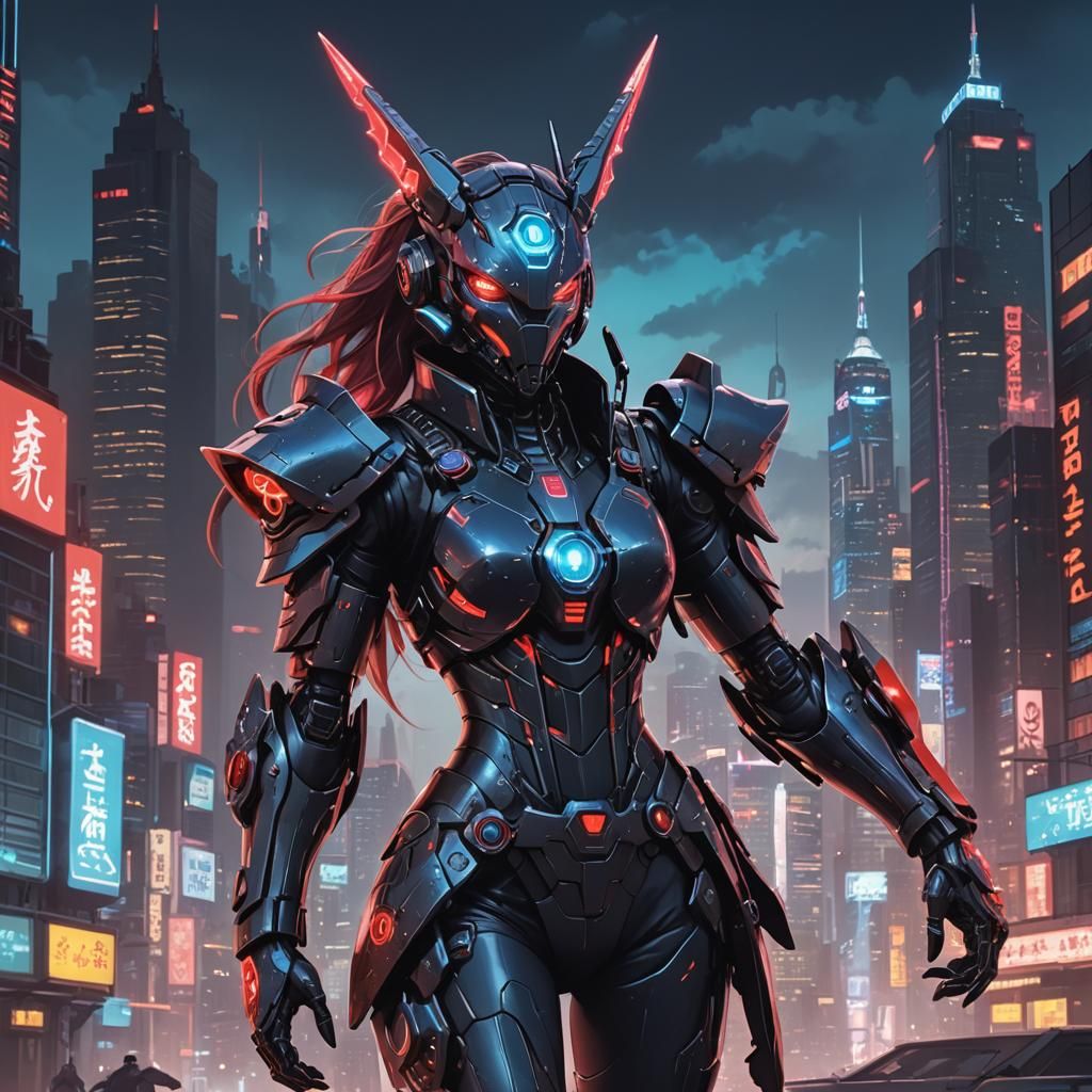 Cyberpunk Digimon in Futuristic Splint Mail Concep... - AI Art