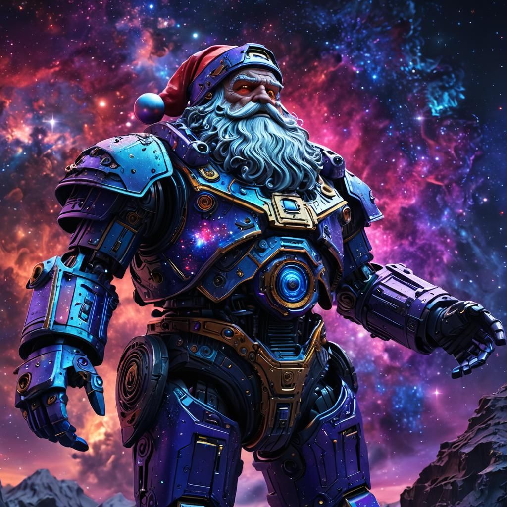 Mecha Claus - Surreal Science Fiction Mecha Santa Claus in a...