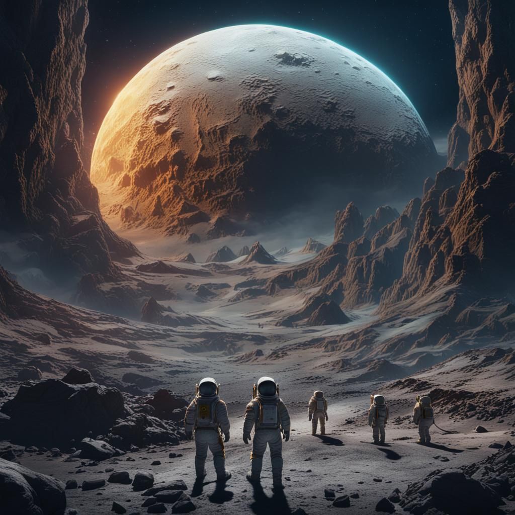 people on the moon - AI Generated Artwork - NightCafe Creator
