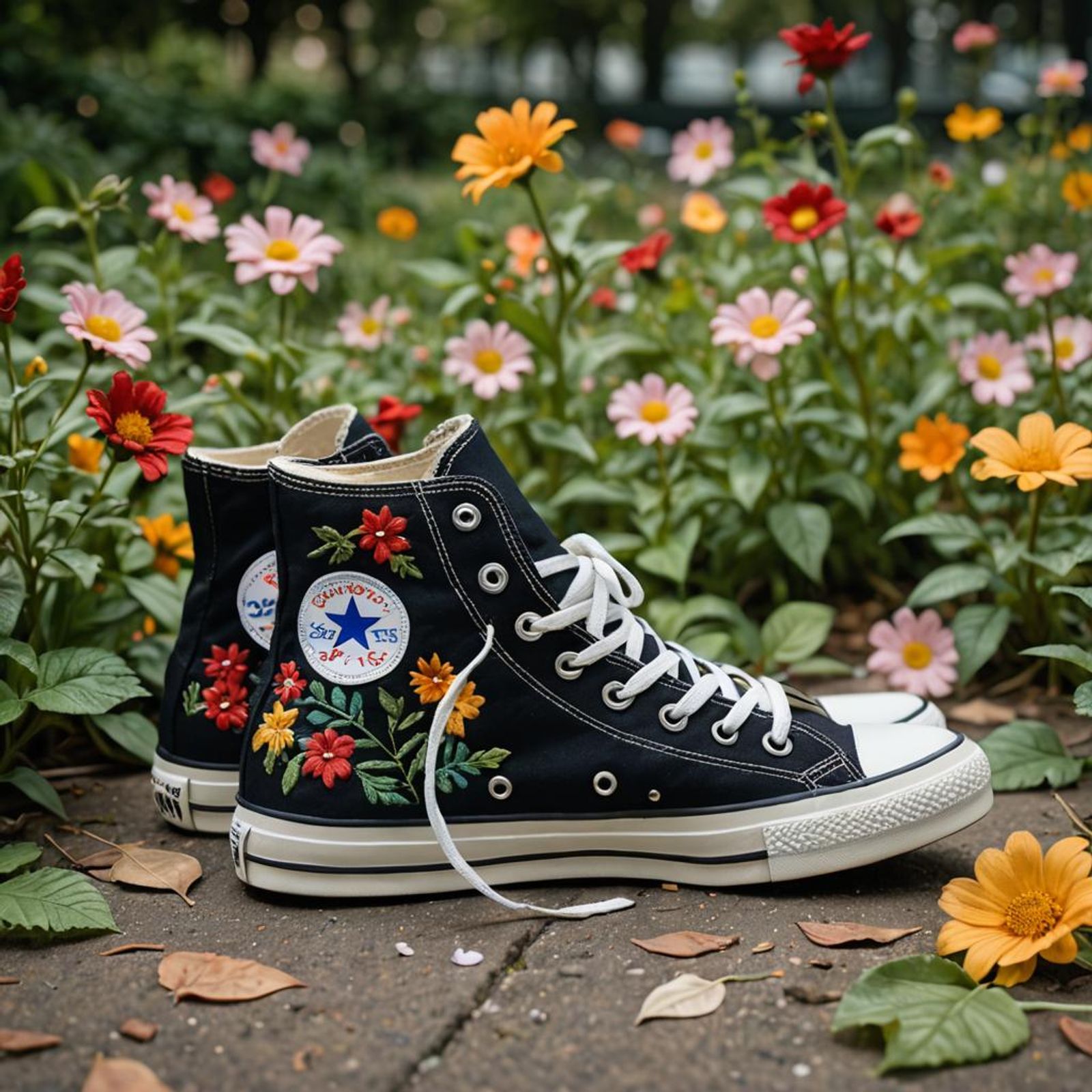 Embroidered Converse - AI Generated Artwork - NightCafe Creator