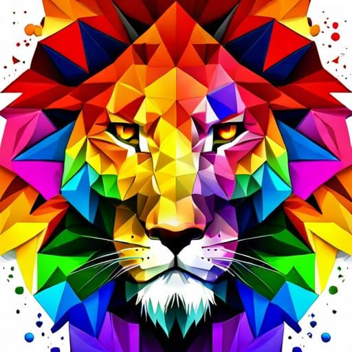 Geometric Lion v9 - AI Generated Artwork - NightCafe Creator