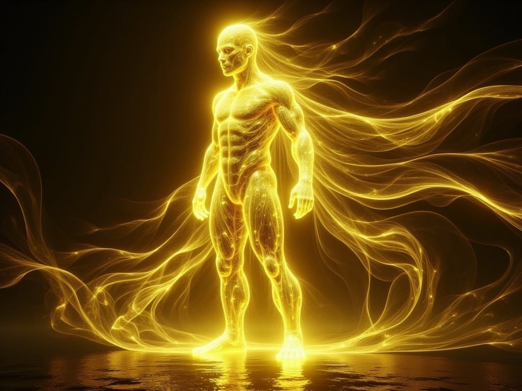 Radiant energetic humanoid - Luminous Celestial Entity in a ...