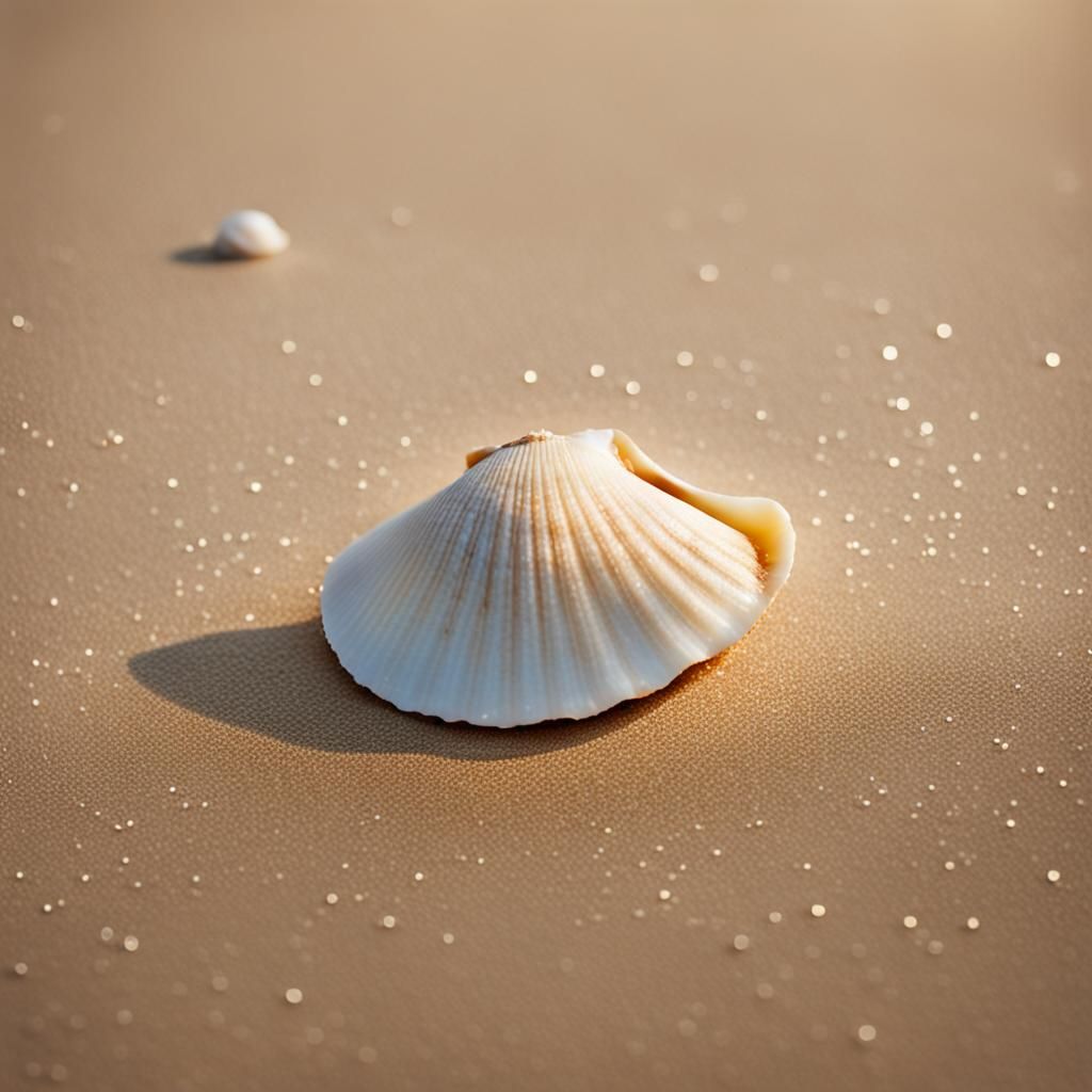A single shell on sand - AI Generated Artwork - NightCafe Creator