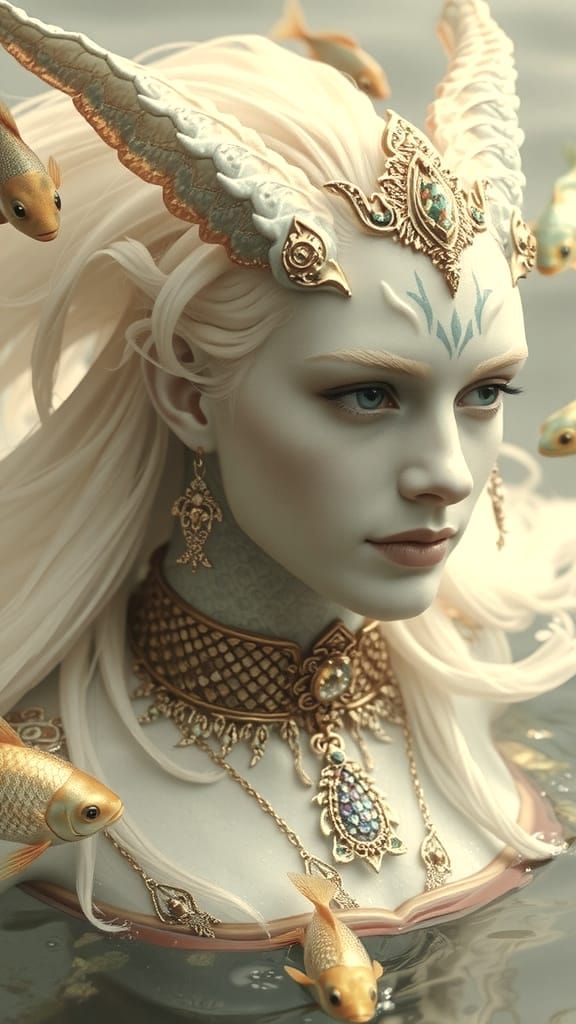 Water Fae Rises from Crystal Lake in Whimsical Wat... - AI Art