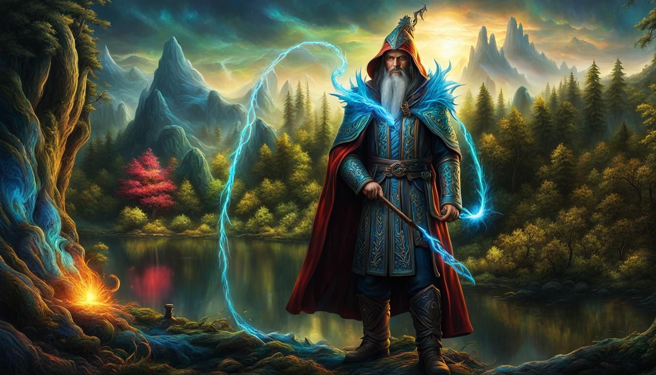 Sorcerer of the Ancient Mist: Elemental Conflict - AI Generated Artwork ...