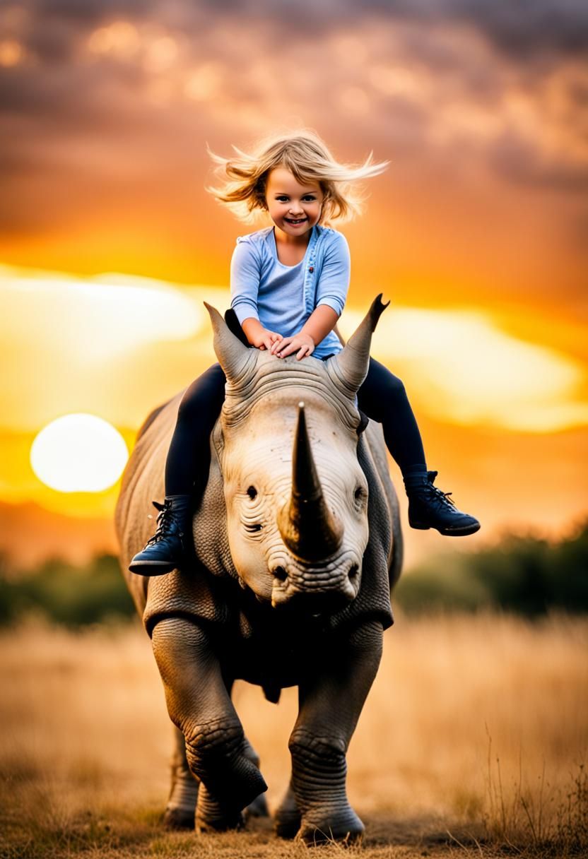 Riding my rhino - AI Generated Artwork - NightCafe Creator