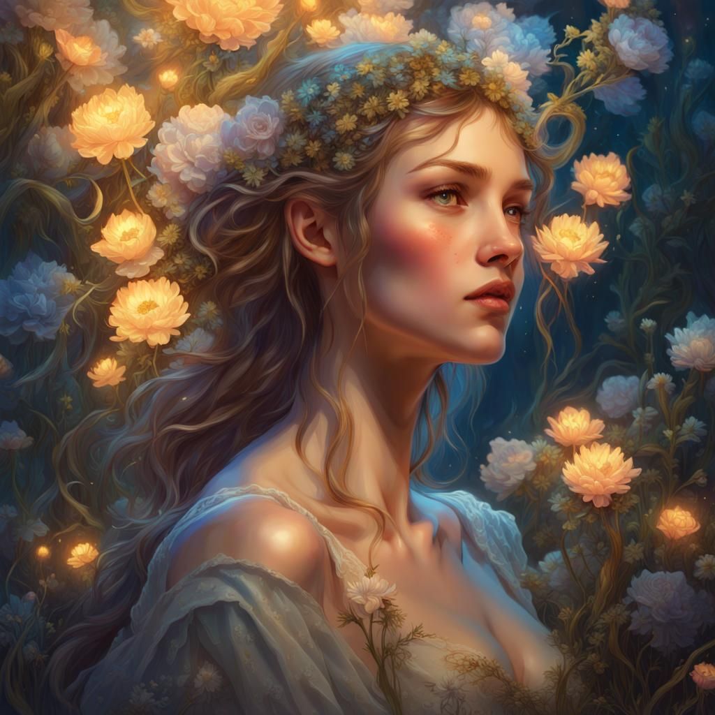 Flower lit path - AI Generated Artwork - NightCafe Creator