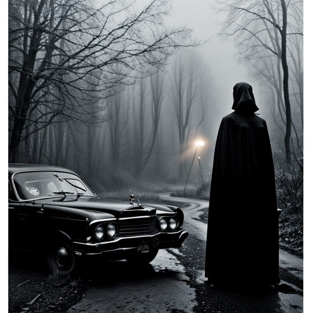 Ethereal Goth Fashion Model in Victorian Gown Amid... - AI Art