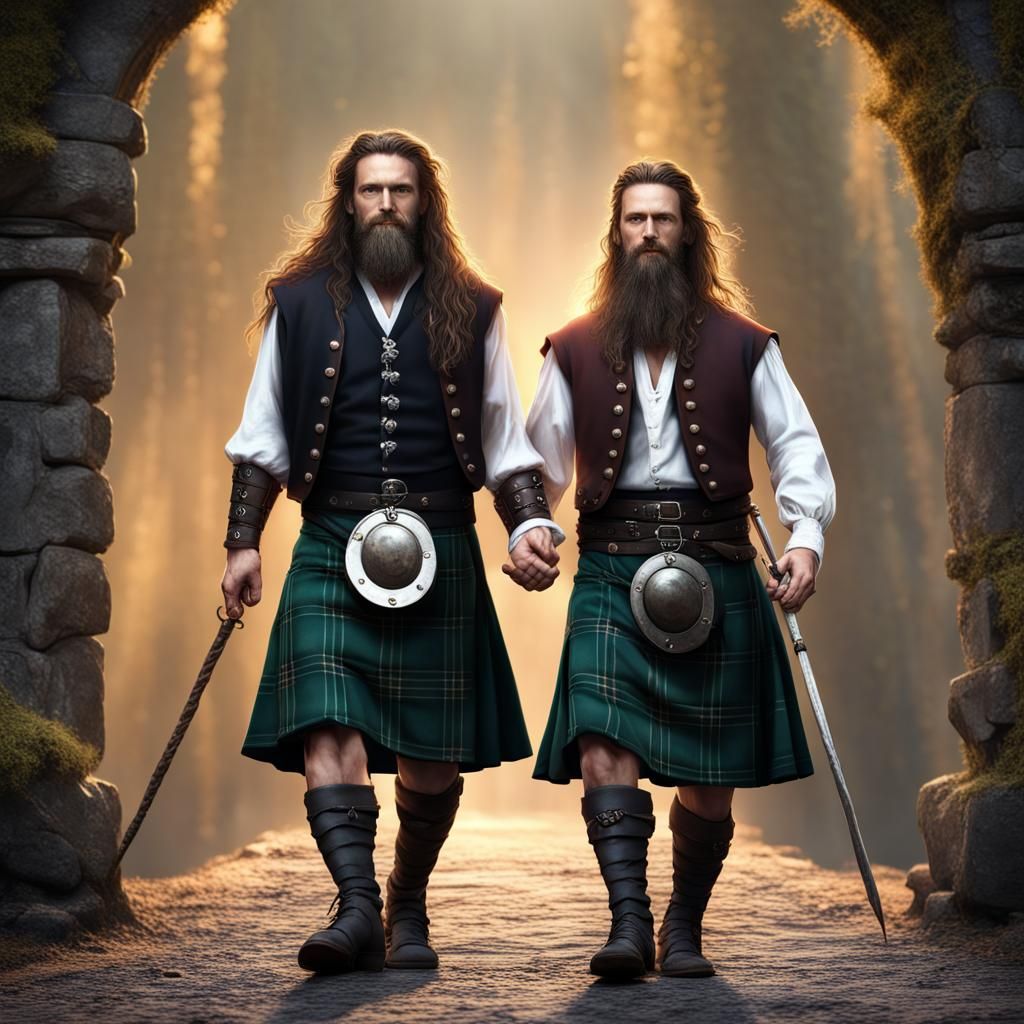 Gay Love in Kilts - 17 - AI Generated Artwork - NightCafe Creator