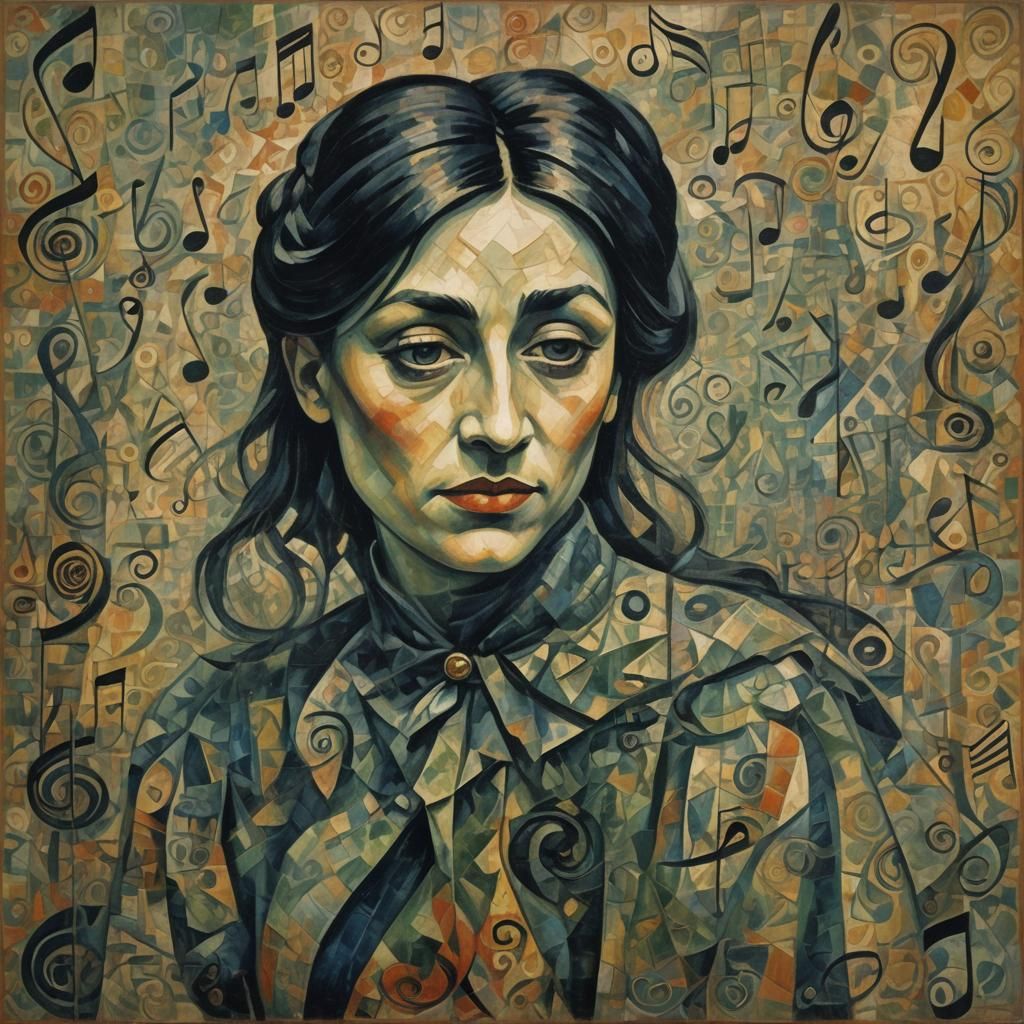 portrait sound in motion. victorian gothic, music notes, funk art ...