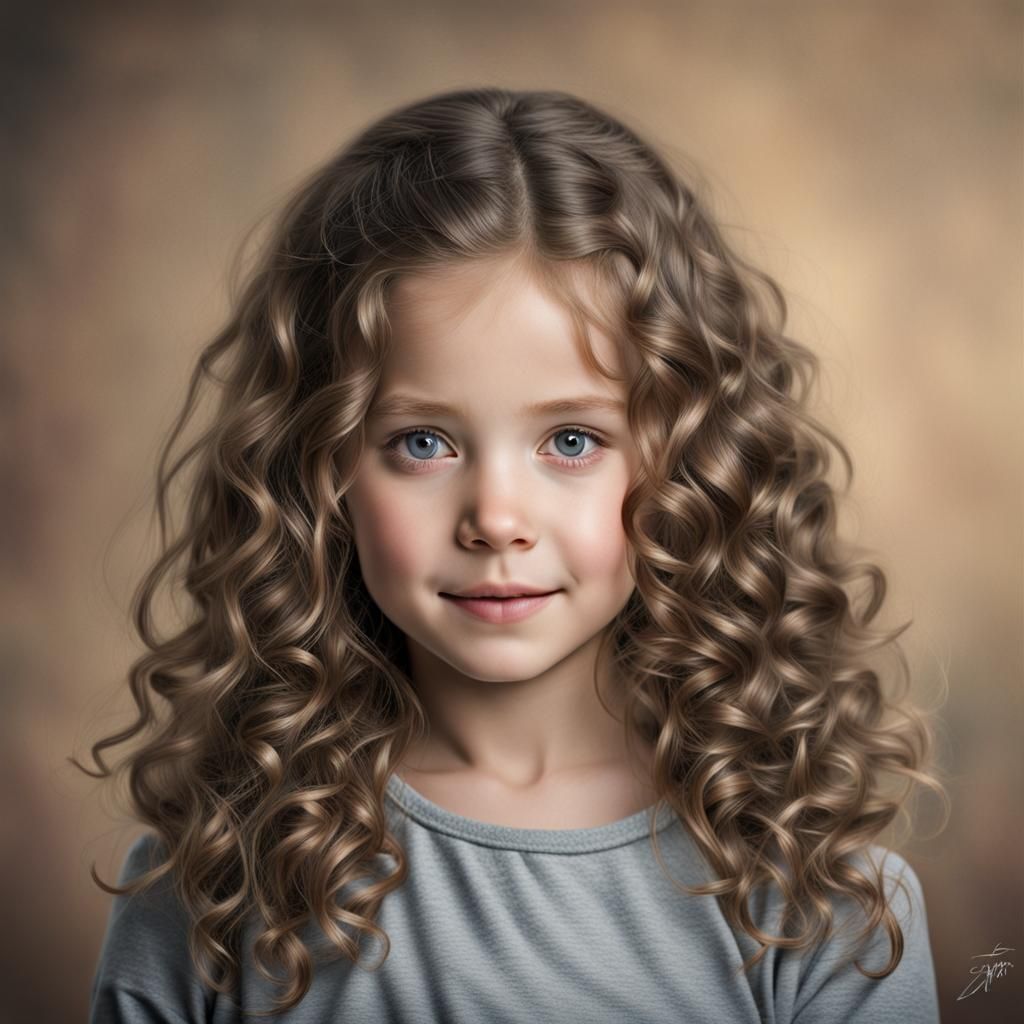 “een klein meisje met lang zwart krulhaar” - AI Generated Artwork - NightCafe Creator