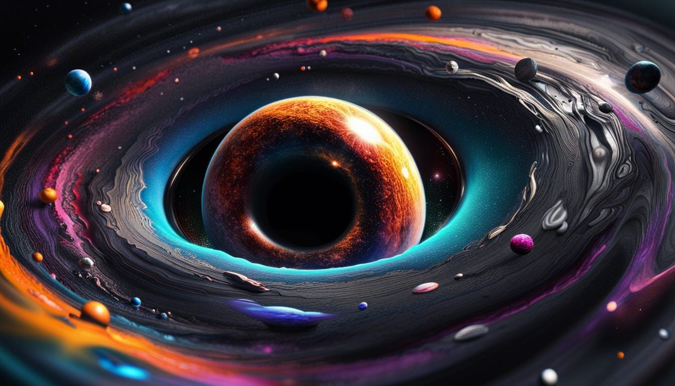 Black hole planets funnel - AI Generated Artwork - NightCafe Creator