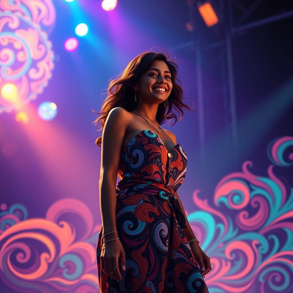 Dance-Pop Diva Performs in Futuristic Neon Dreamsc... - AI Art