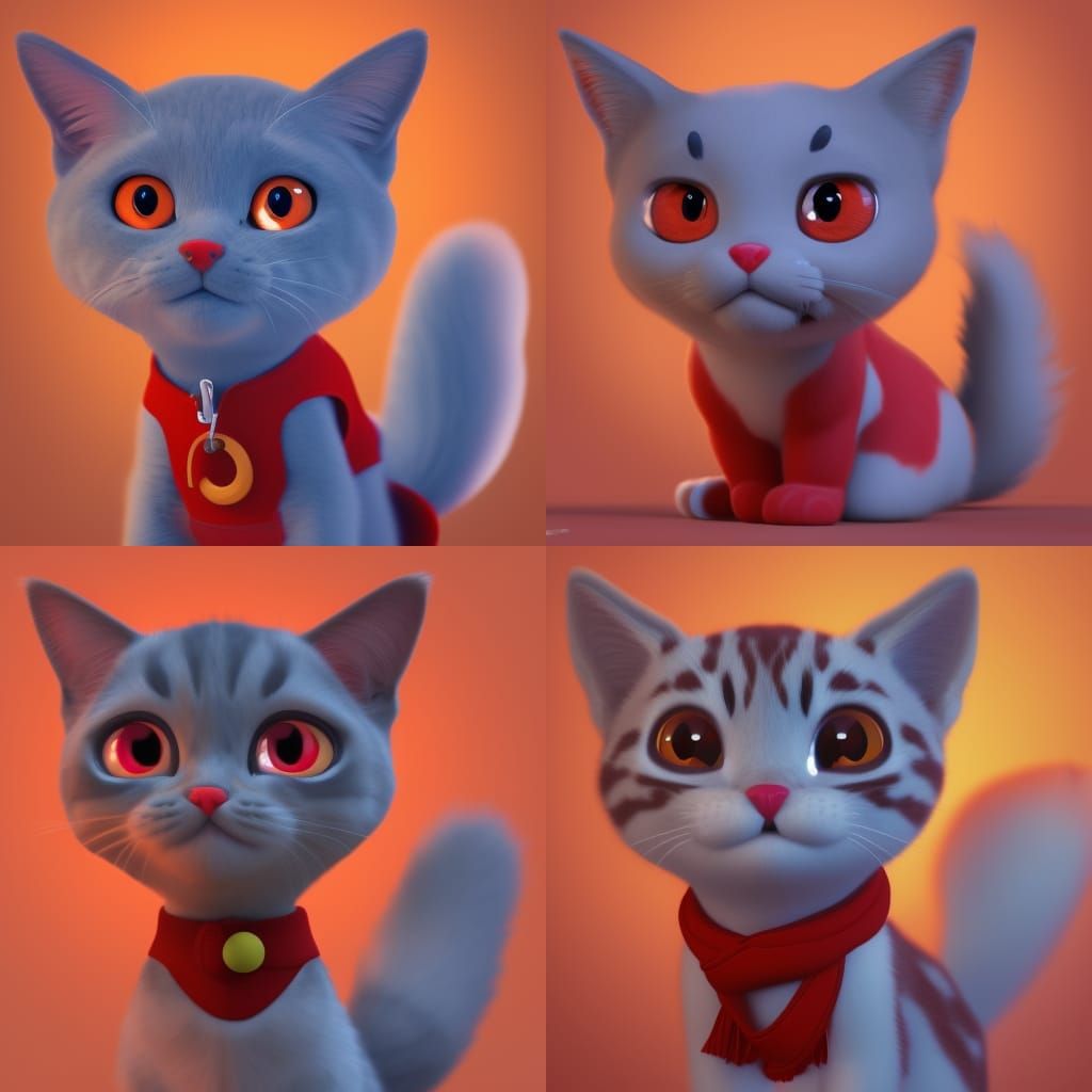 "Tiny cute red cat standing character, soft lighting, young, 3d blender render, polycount ...