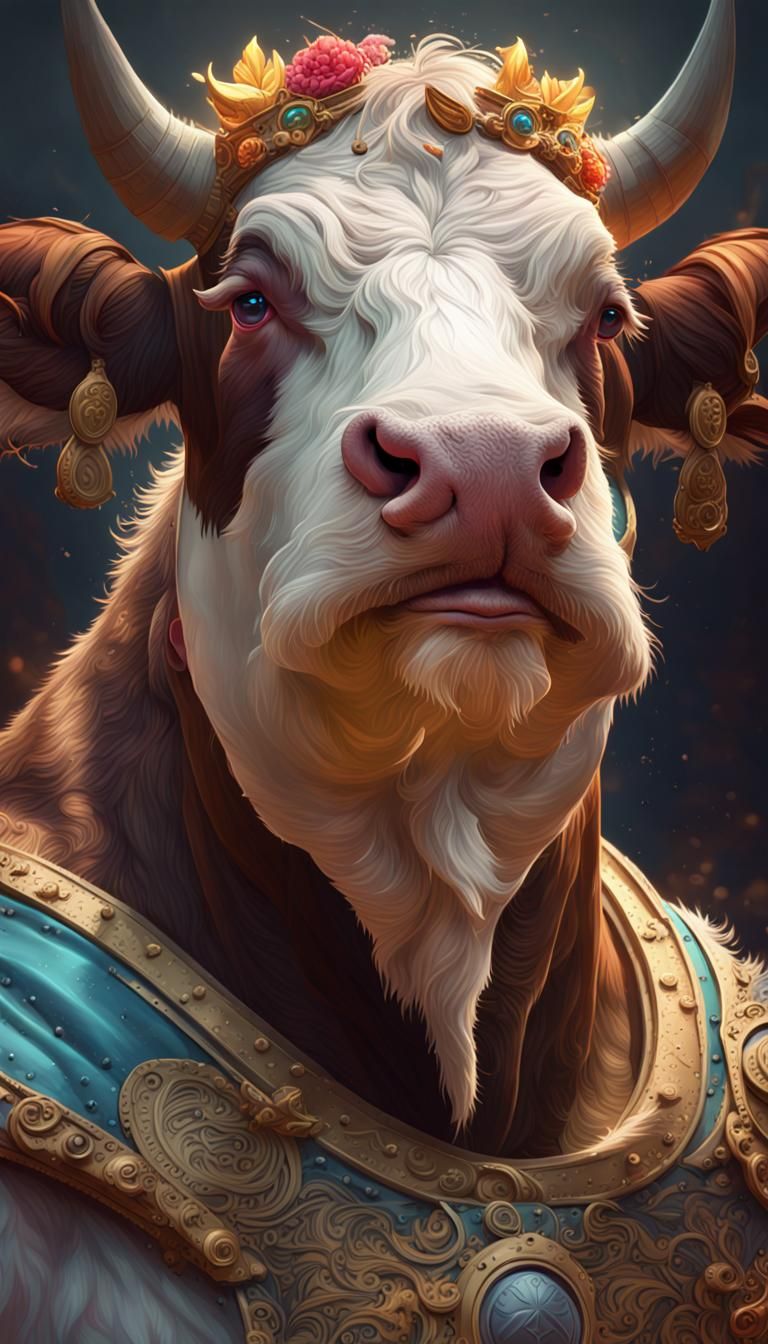 King Cow, ruler of the farm. - AI Generated Artwork - NightCafe Creator