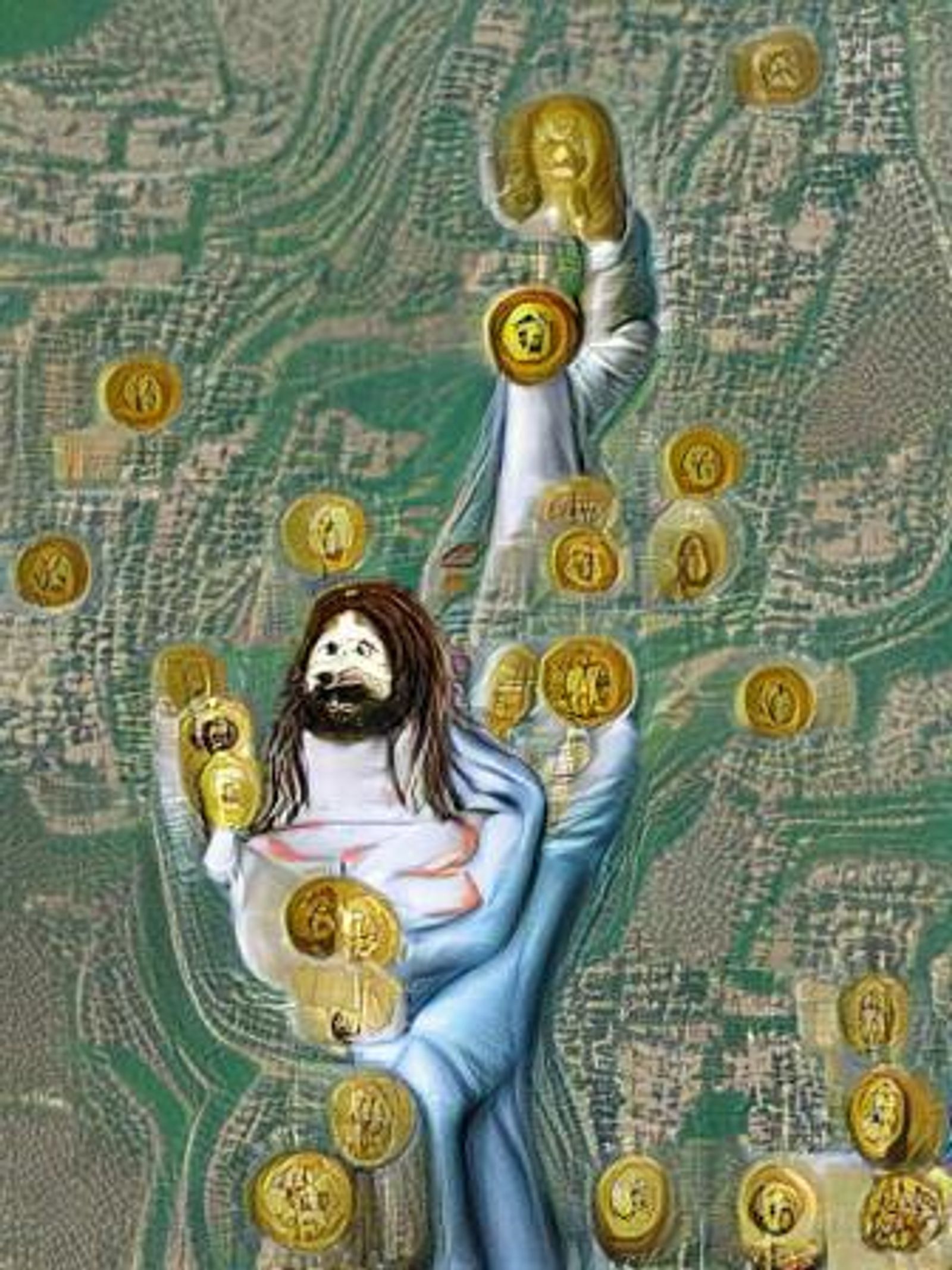 Jesus Christ Holding Bitcoins - AI Generated Artwork - NightCafe Creator