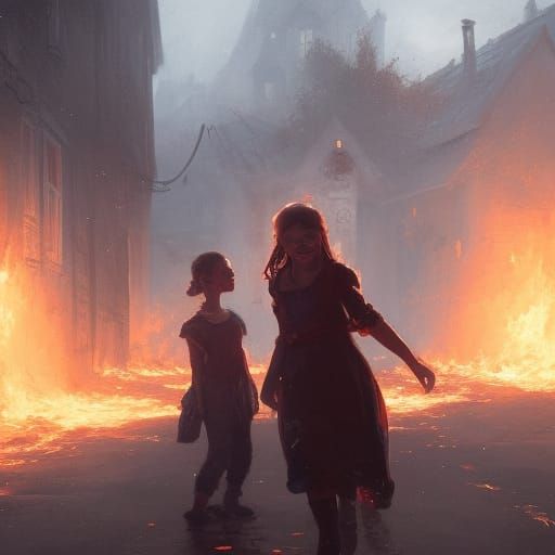 Variation 4 on the Disaster Girl Meme - AI Generated Artwork ...